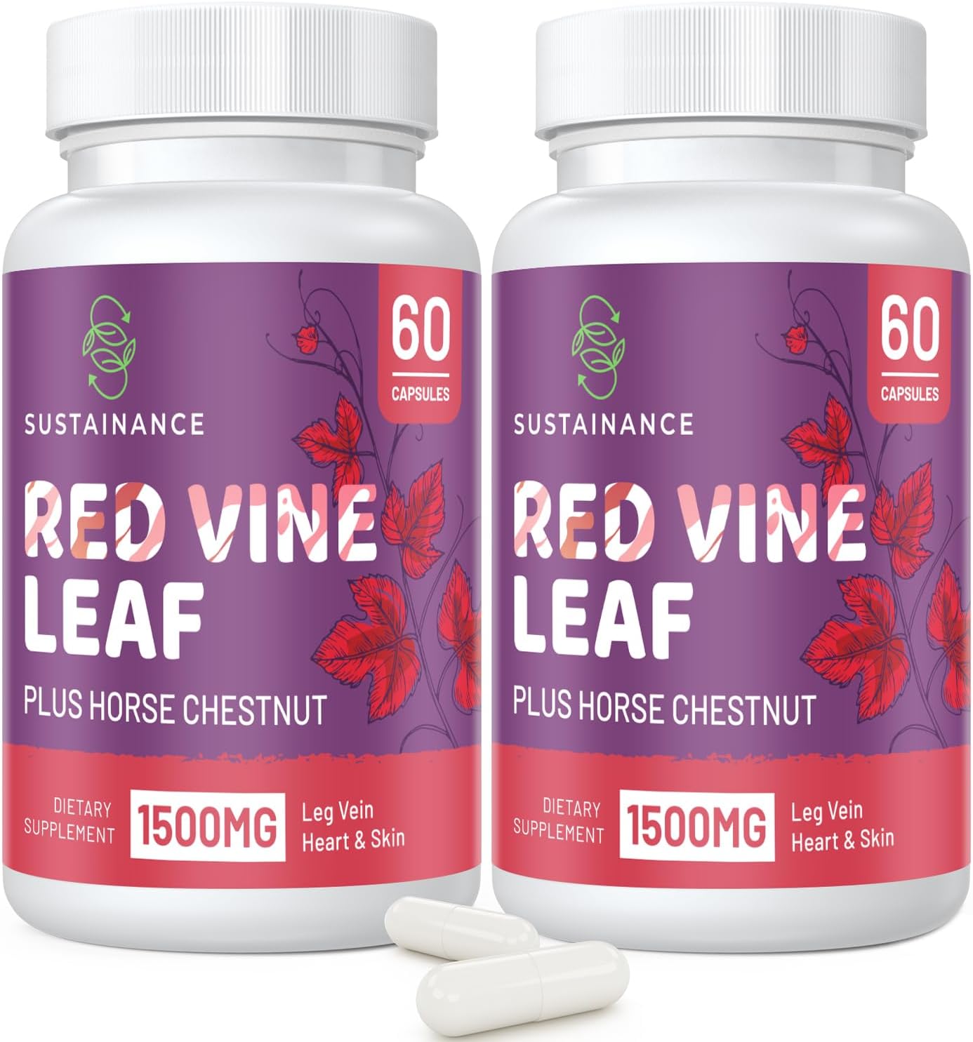 Amazon.com: Red Vine Leaf (Vitis vinifera) - 450 mg (100 Capsules, ZIN ...