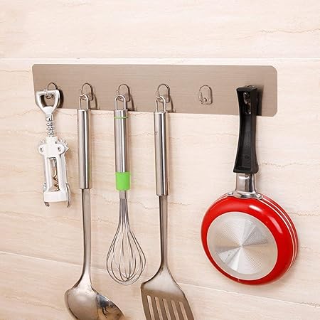 CREATICK Stainless Steel Wall/Door Mounted Hook Rail for Kitchen ...