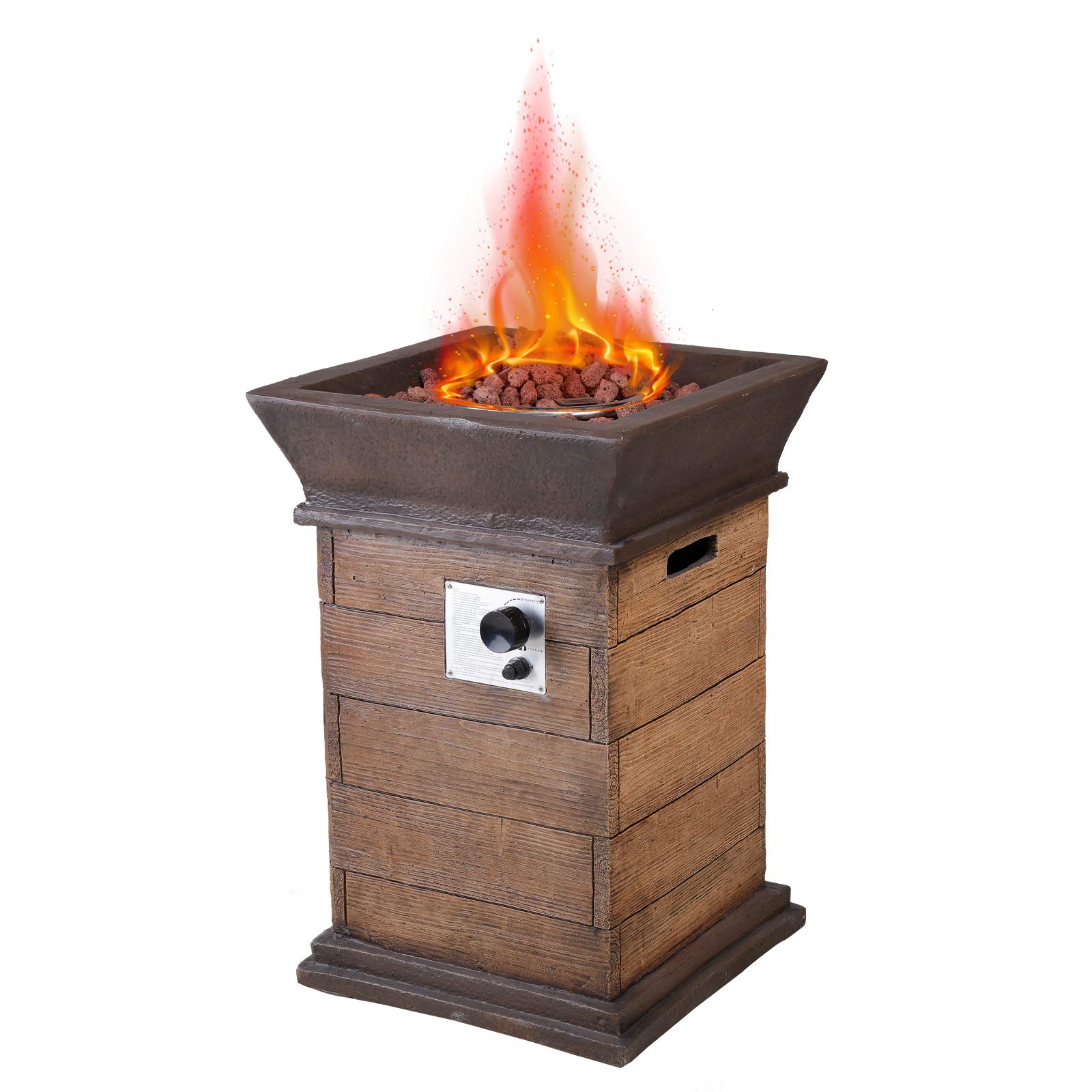 Buy 19" Outdoor Propane Fire Pit Table, 40,000 BTU Patio Heater Column ...