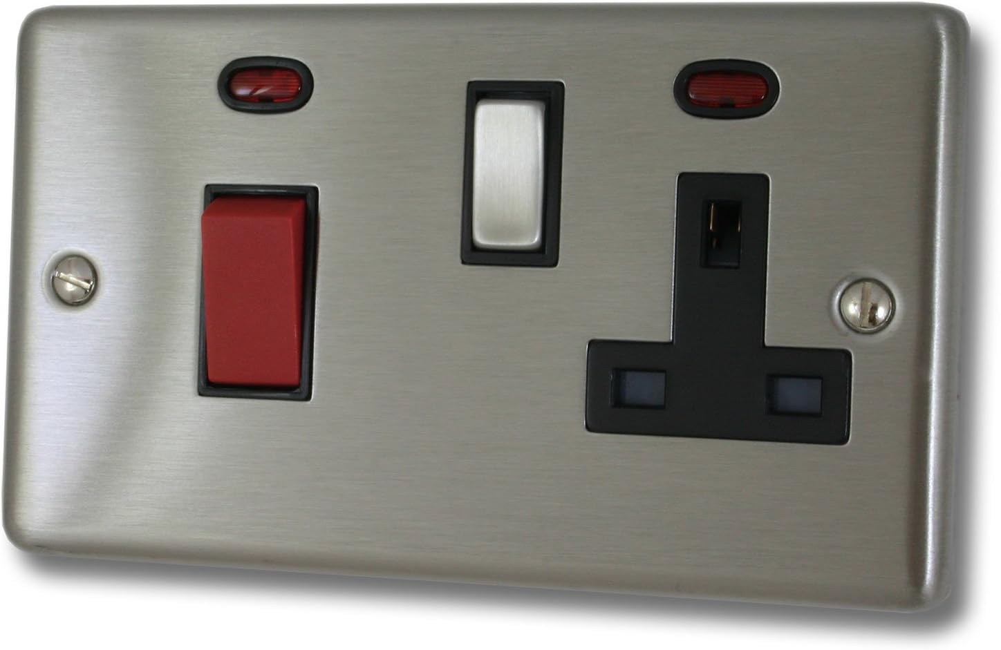 G&H Brassware CSS329 Brushed Steel 45A Cooker Switch with Metal Rocker ...