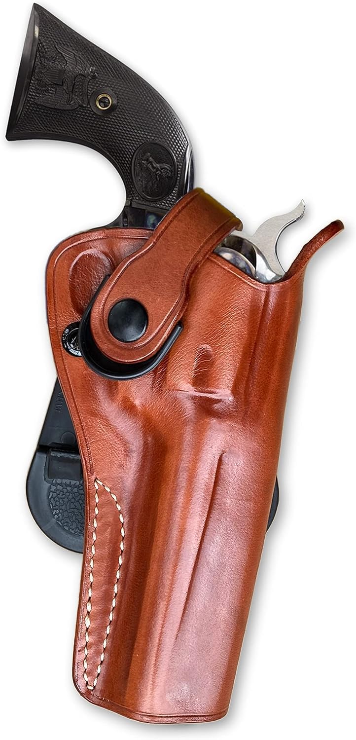 Amazon.com : Leather Paddle OWB Revolver Holster with Retention Strap ...