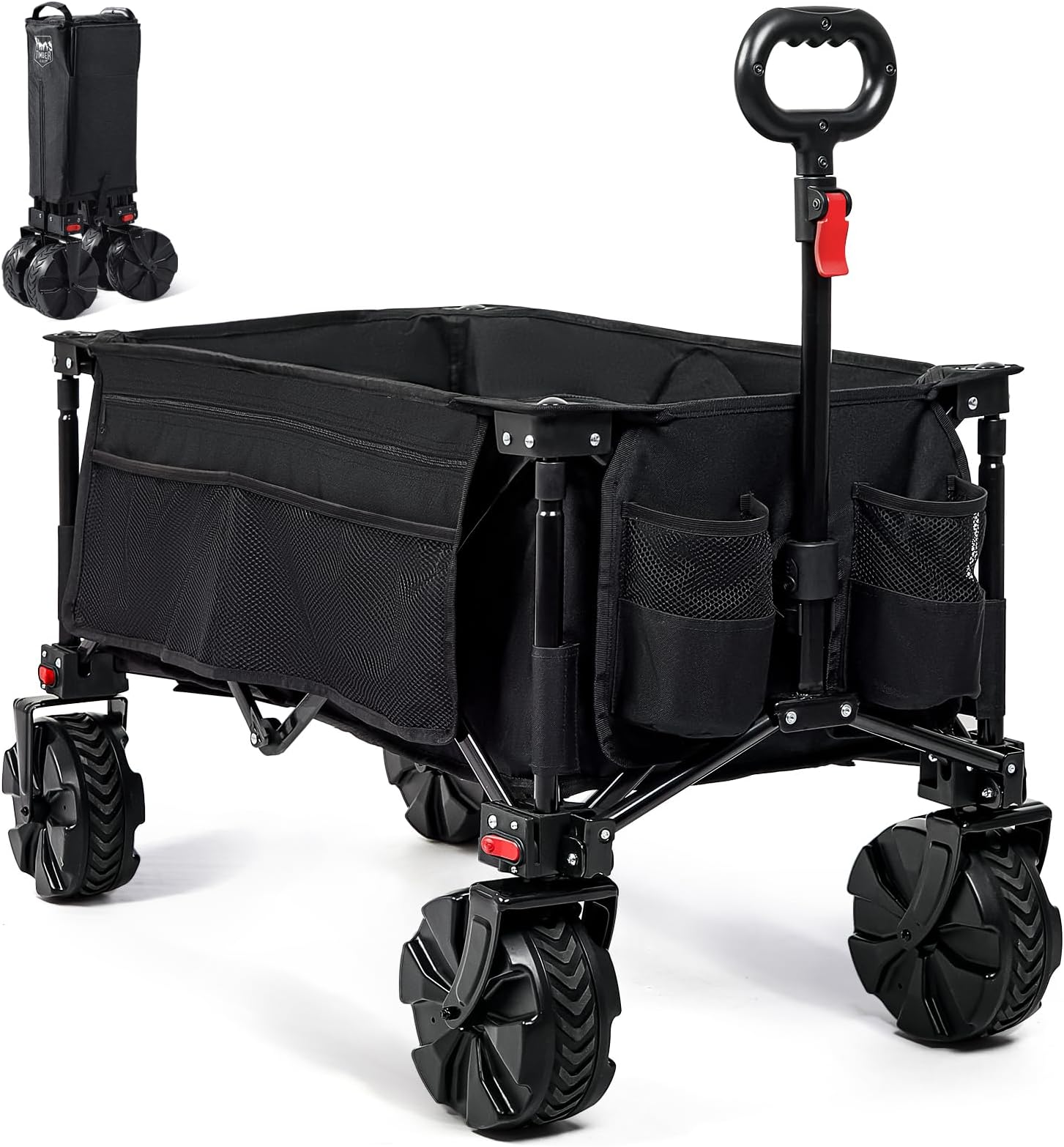 Timber Ridge Folding Trolley Cart Detachable Big Wheels 100kg Capacity ...
