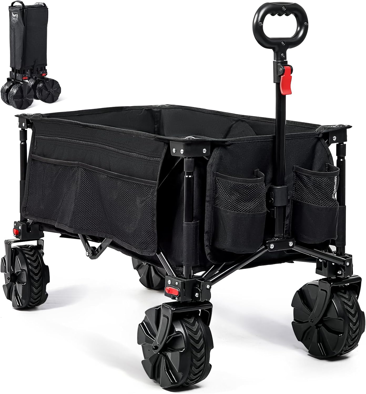 Timber Ridge Folding Trolley Cart Detachable Big Wheels 100kg Capacity ...