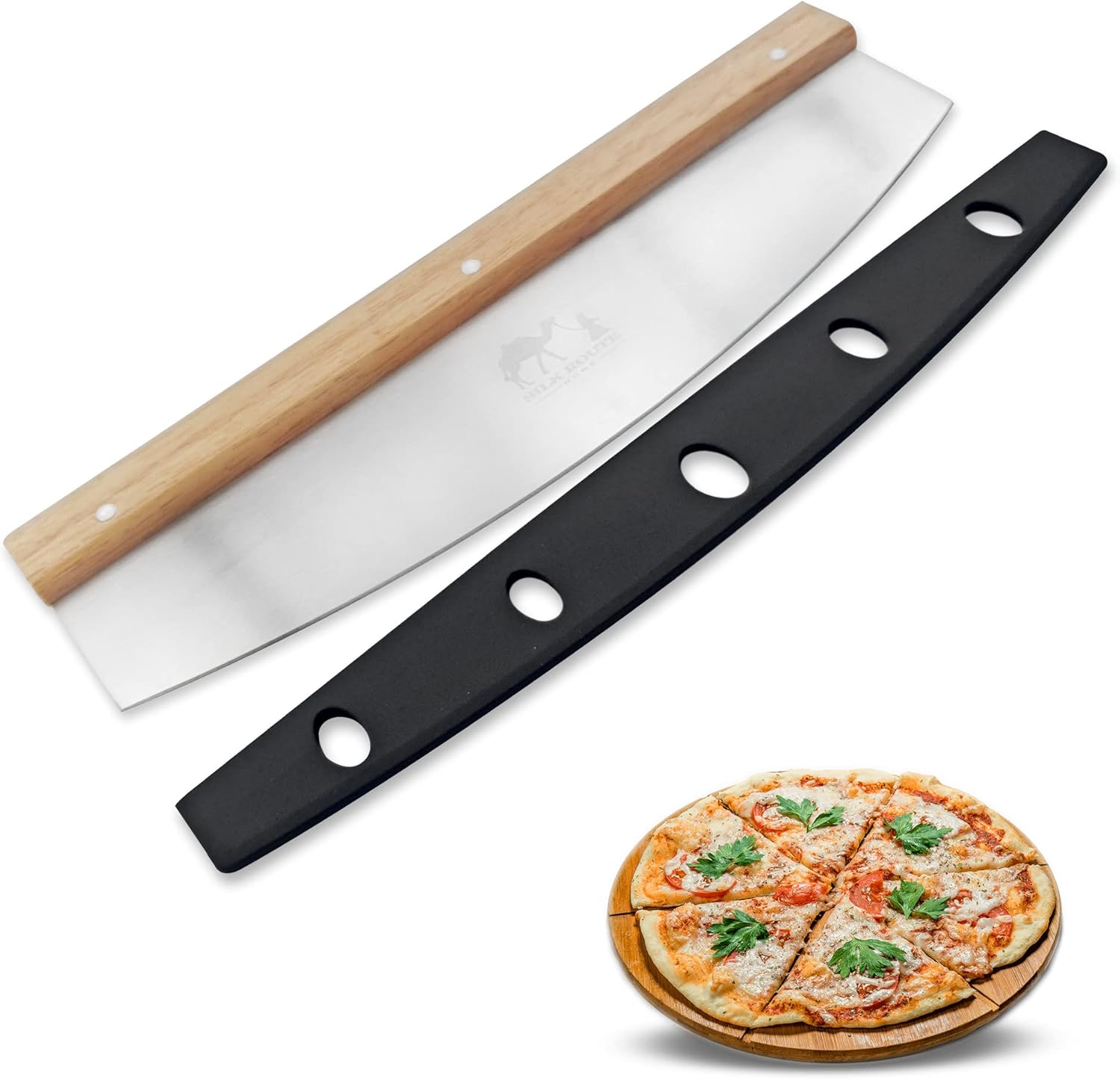 Silk Route Home 35cm Pizza Rocker Knife with Blade Cover Stainless ...
