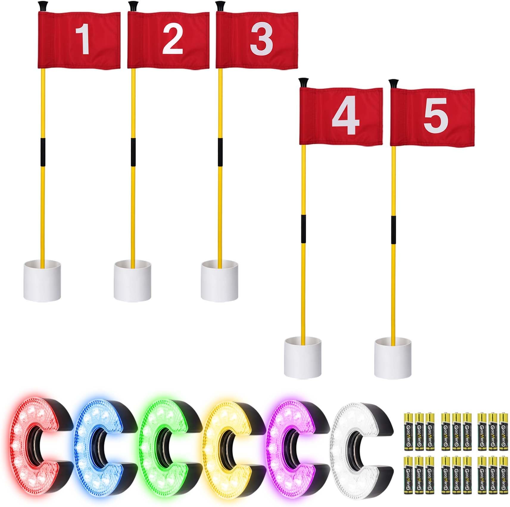 Amazon.com: KINGTOP Mini Golf Flagstick with RGB Hole Light, Practice ...