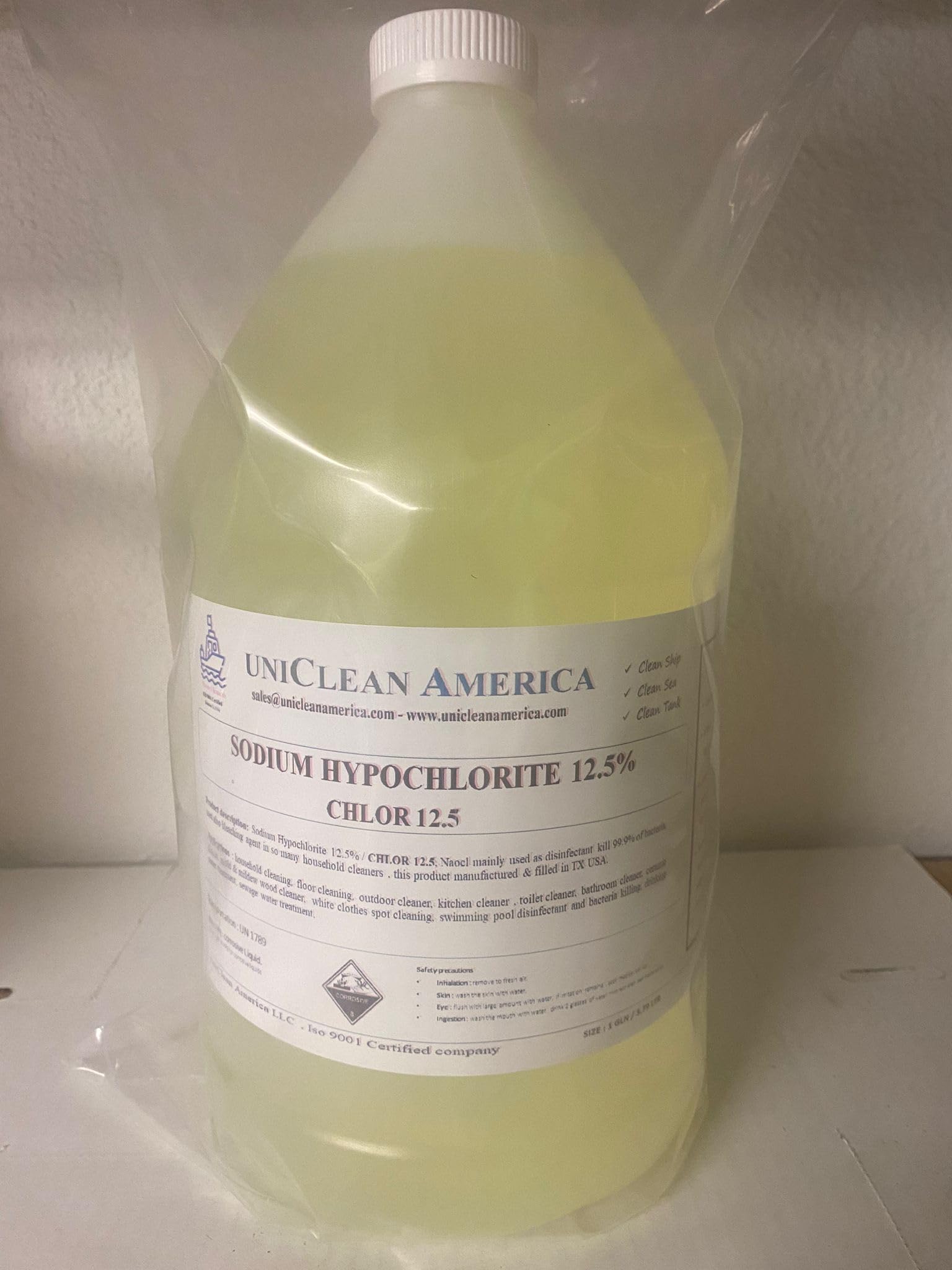 Amazon.com : UniClean America Sodium Hypochlorite 12.5% Chlorine Liquid ...