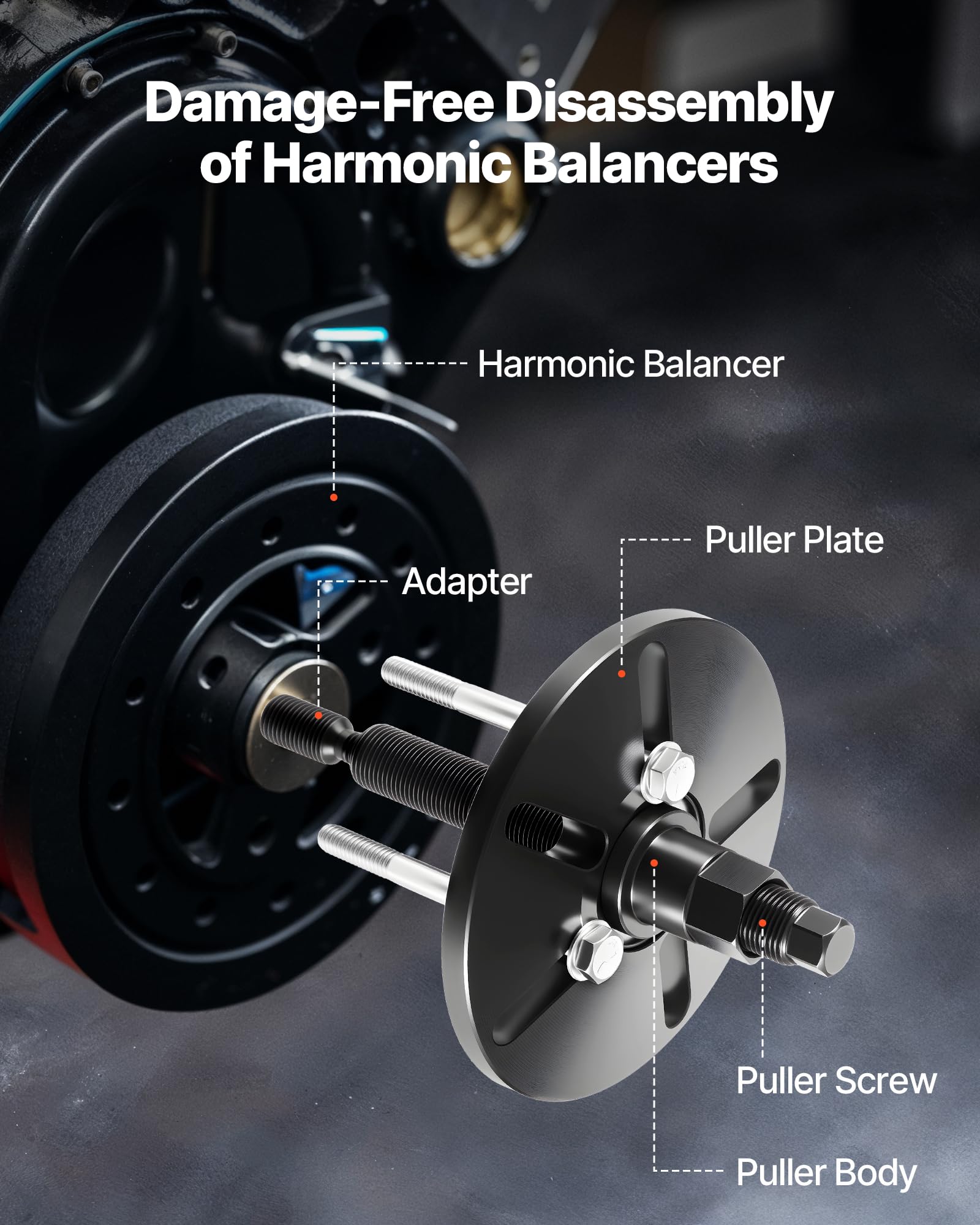 Snapklik.com : Harmonic Balancer Puller Removal & Install Tool Kit, All ...