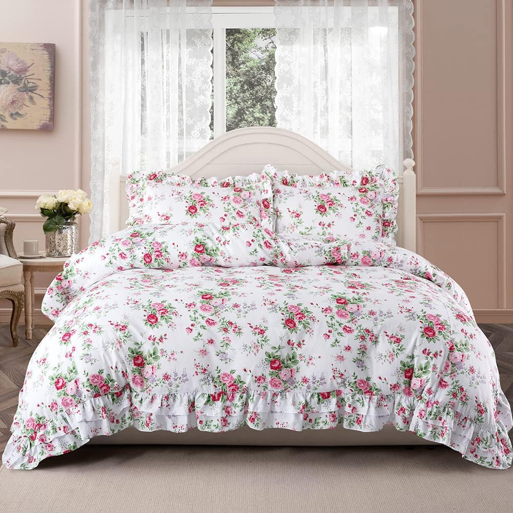 Amazon.com: Kolachic Country Rose Roses Pink Floral Flower Duvet Cover ...
