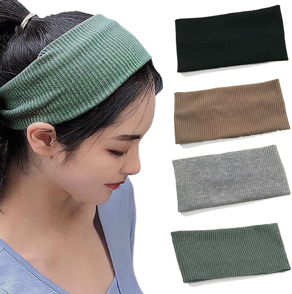 4EVER 4 Pack Boho Headbands Vintage Head Wrap Yoga Workout Bandana ...