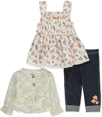 Amazon.com: Little Lass Girls' 3-Piece Jeans Set Outfit: Clothing ...