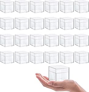 Amazon.com: 24 Pack Acrylic Box, Small Clear Plastic Square Cube Box ...