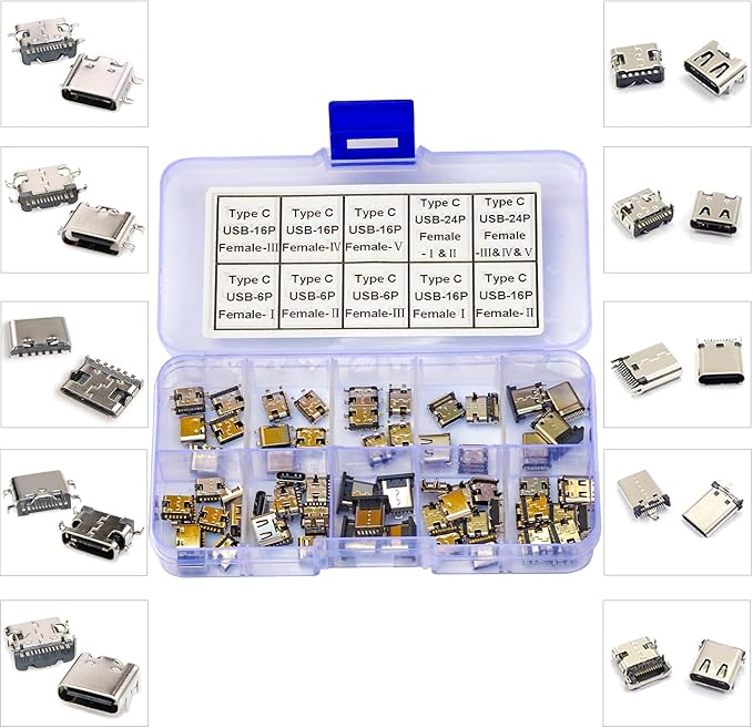 Amazon.com: JTSINERU Type-C 3.1 PCB Mount Connector Assortment Kit, USB ...