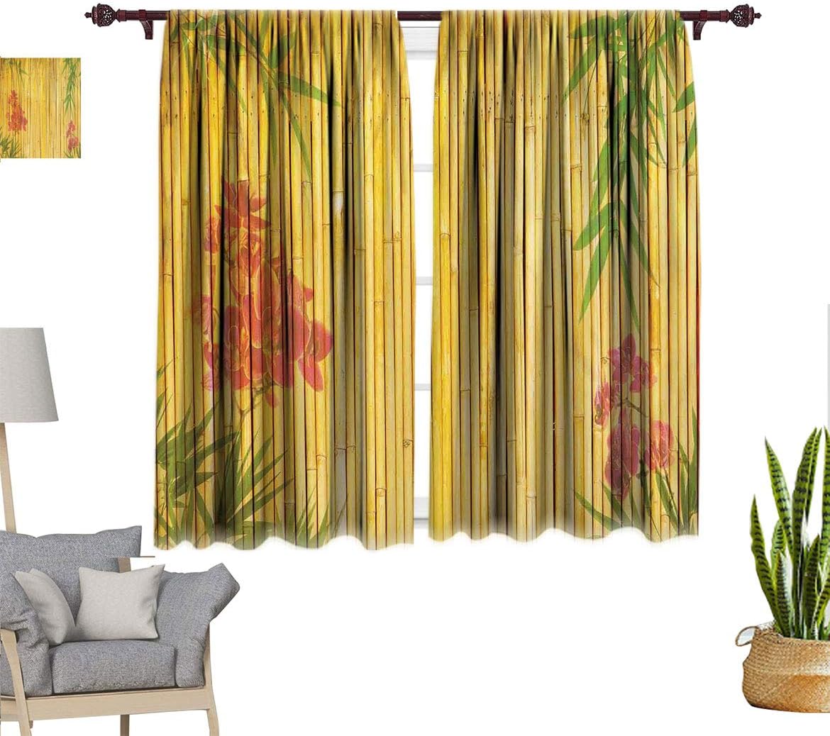 Amazon.com: Bamboo Window Curtain Panels, Lotus Flower and Bamboo ...