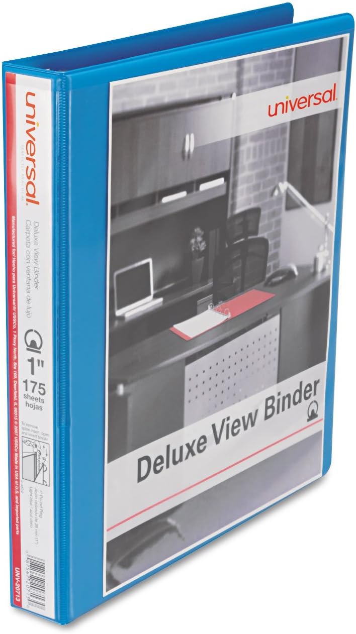 Amazon.com: Universal 20713 Deluxe Round Ring View Binder, 1" Capacity ...