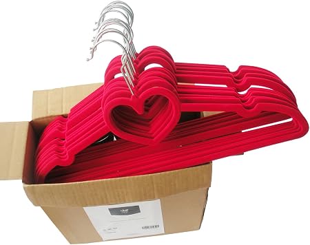 Amazon.com: Anqi Clothes Velvet Hangers Heart Shaped Slim, Sturdy with ...