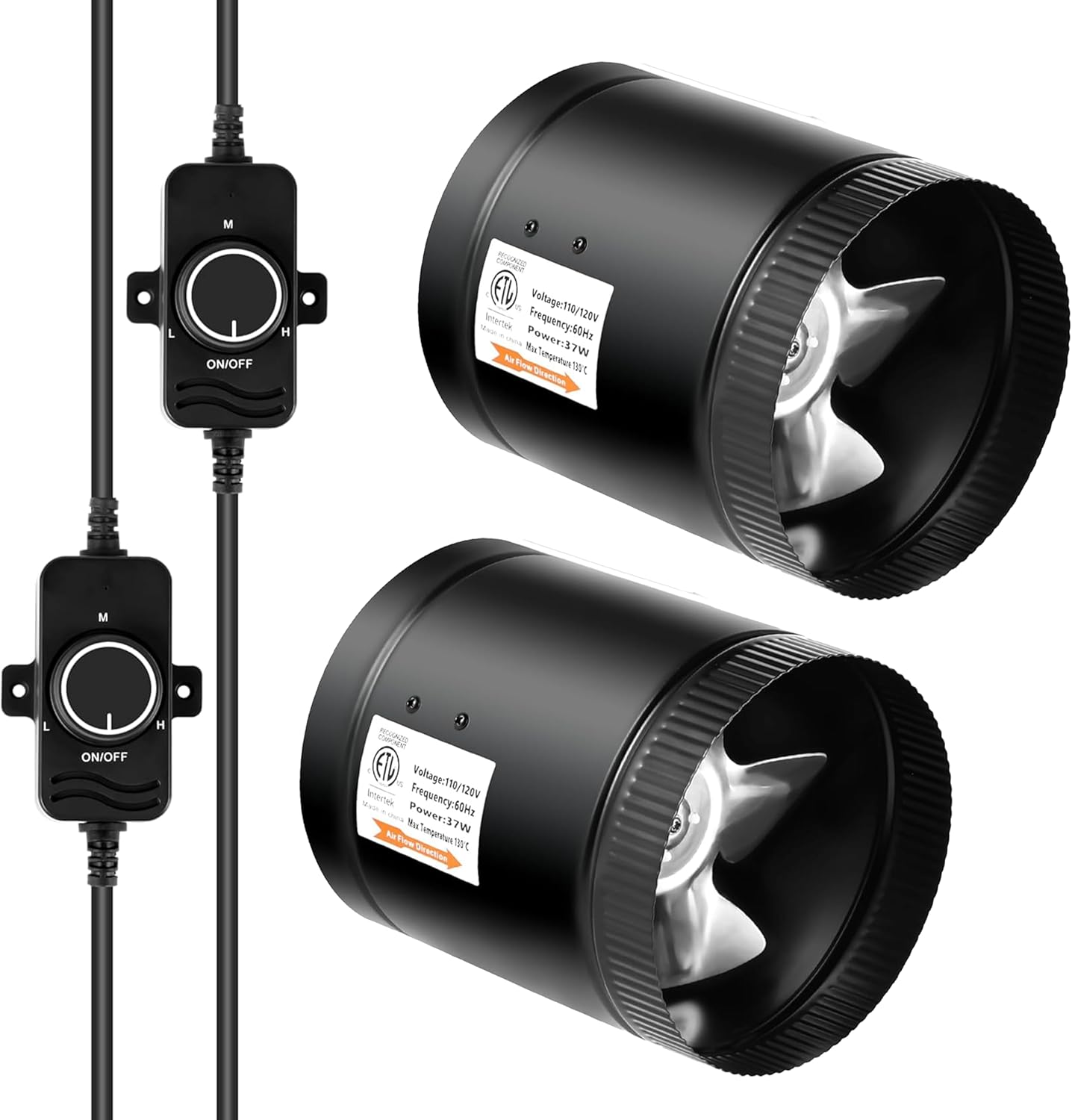 HealSmart Inline Booster Duct Fan 6" 275 CFM with Speed Controller ...