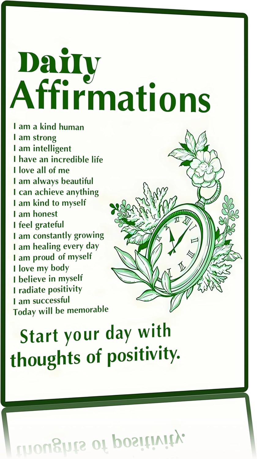 Amazon.com : Daily Positive Affirmations Posters Inspirational Metal ...