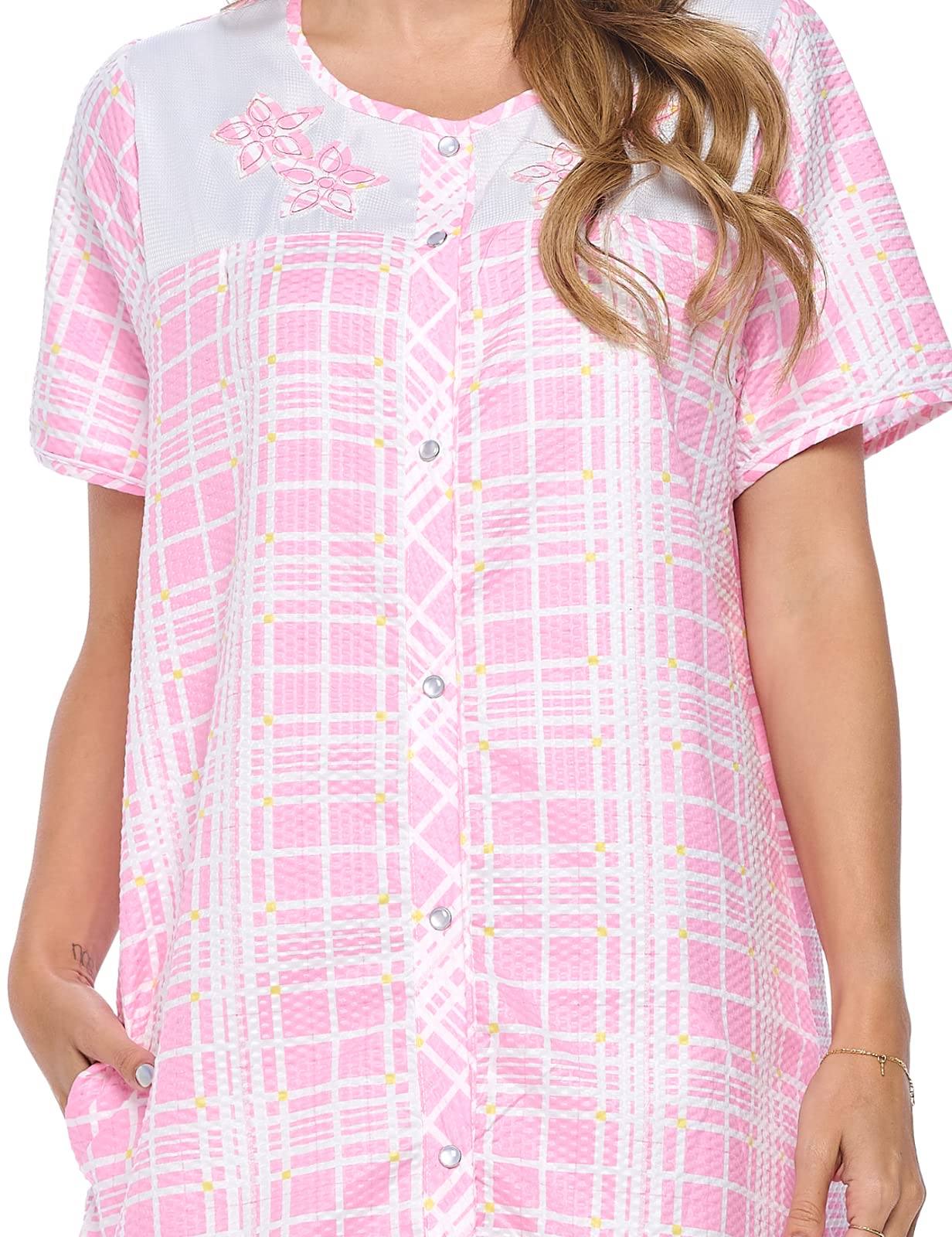 Snapklik.com : Casual Nights Womens Snap - Front House Dress Short ...