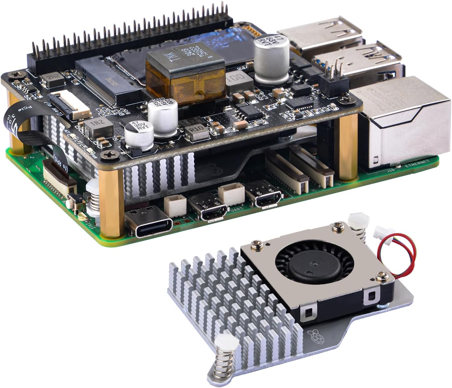 Amazon.com: GeeekPi P31 M.2 NVME M-Key PoE+ HAT with Official Active Cooler for Raspberry Pi 5 ...