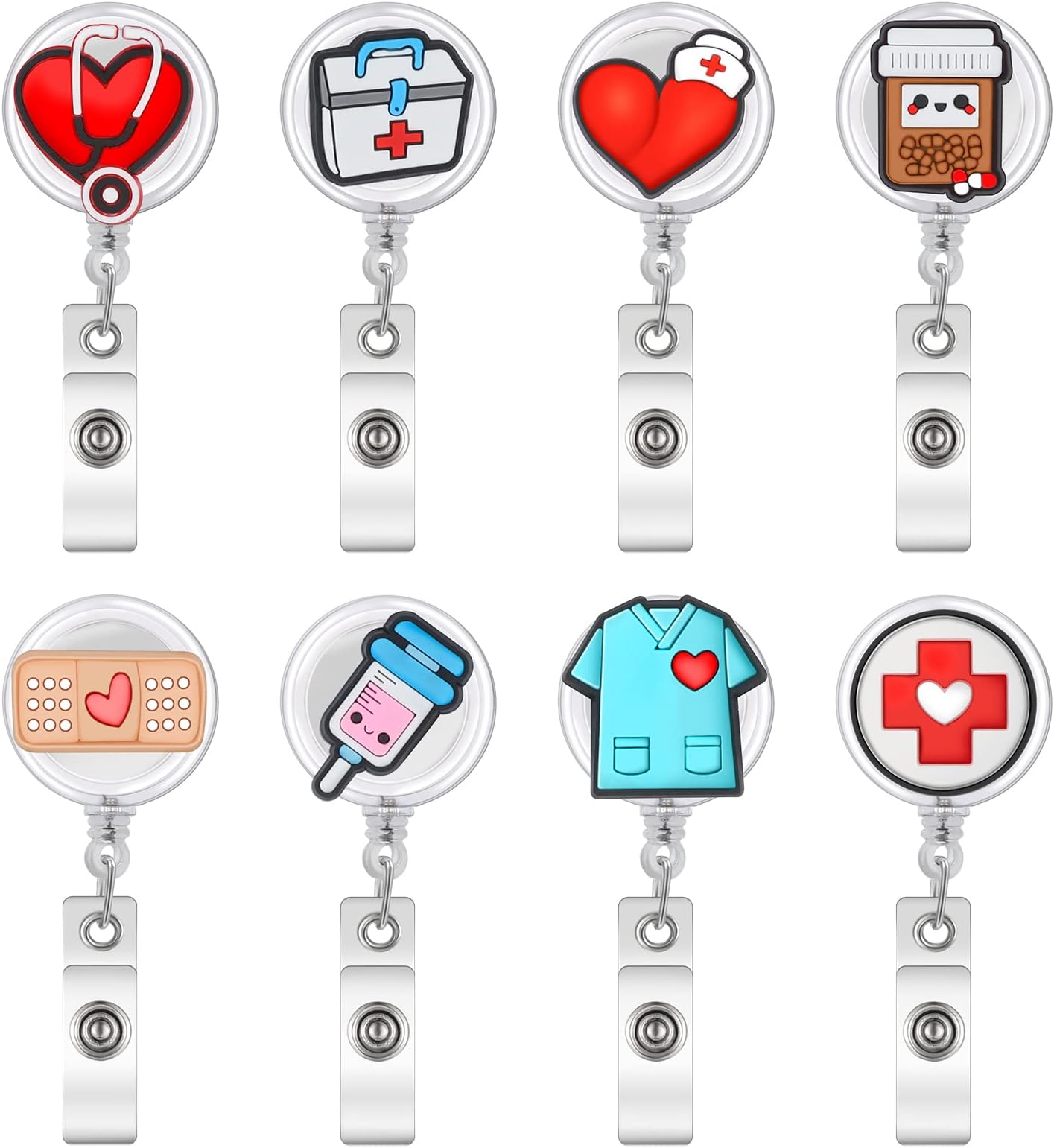 Amazon.com : FRIUSATE 8 Pieces Nurse Badge Reel, Retractable Medical ...