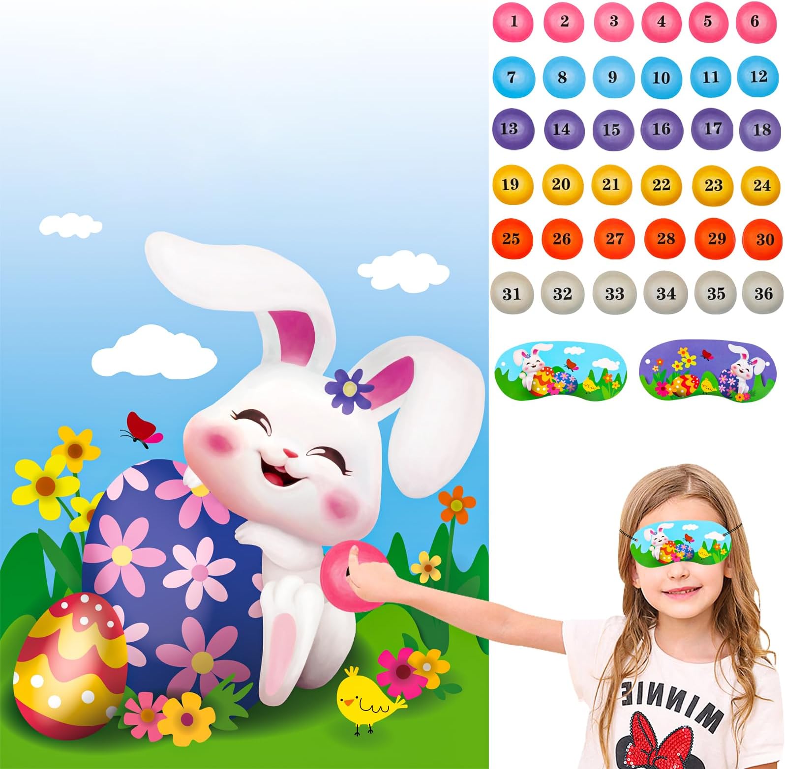 Amazon.com: Pin The Tail on The Bunny Game with 36 Pcs Tails, Large ...