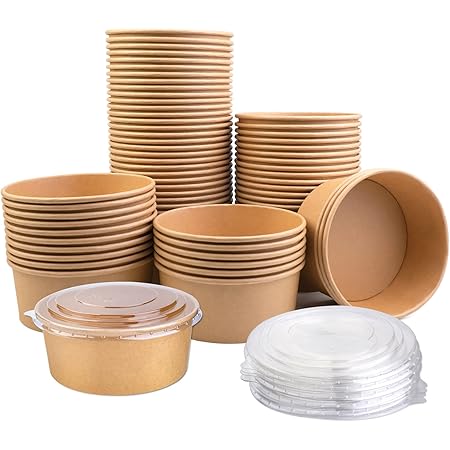 Amazon.com: 37OZ Paper Bowls, 50 Pack Paper Food Containers with Lids ...