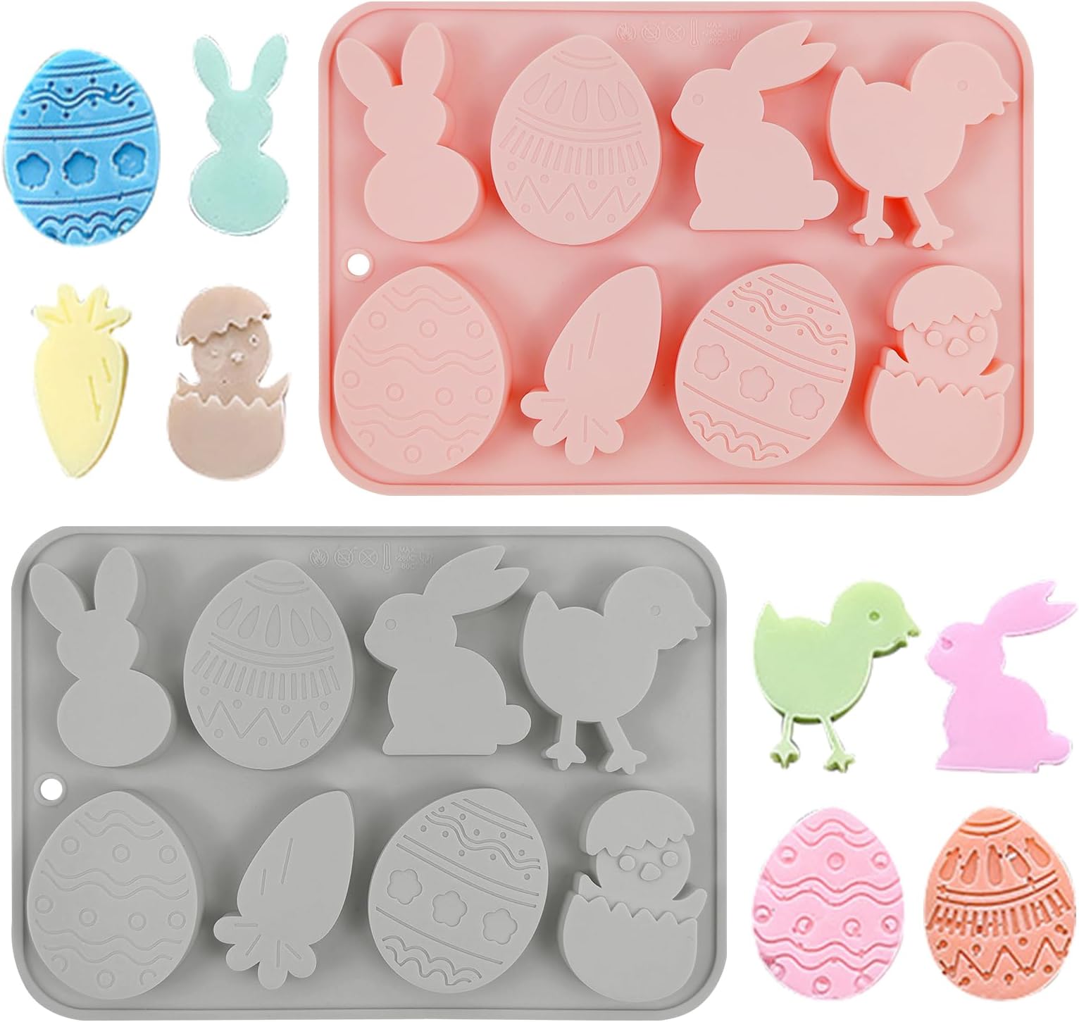 Amazon.com: Cieovo 2 Pieces Easter Egg and Bunny Silicone Molds Easter ...