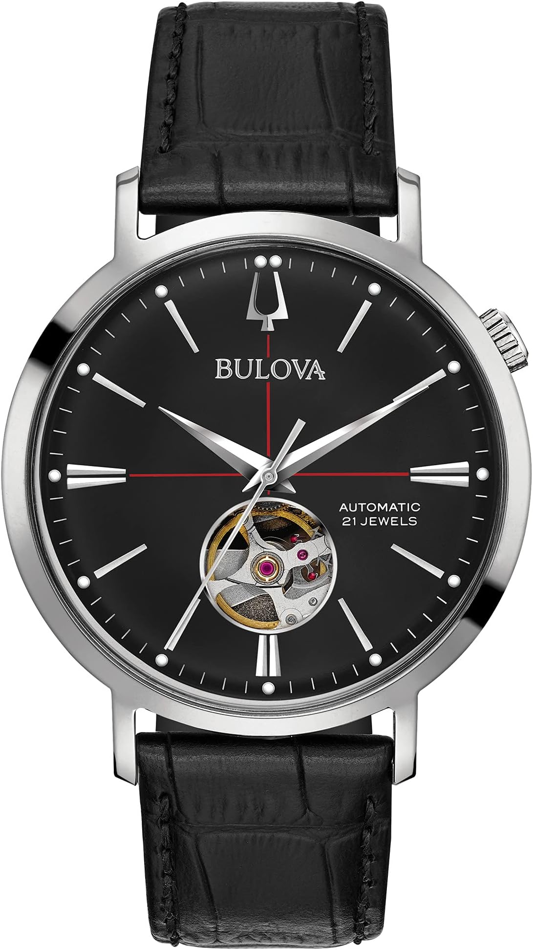 Bulova Classic Aerojet - Reloj automático con correa de piel de 3 manos ...
