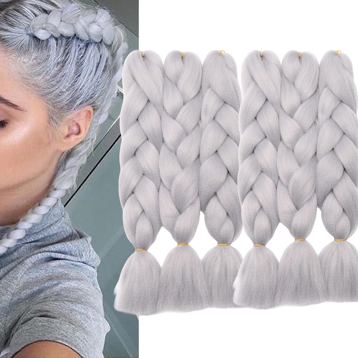 6 Bundles Jumbo Braiding Hair Extension Synthetic Hair Braid Long ...