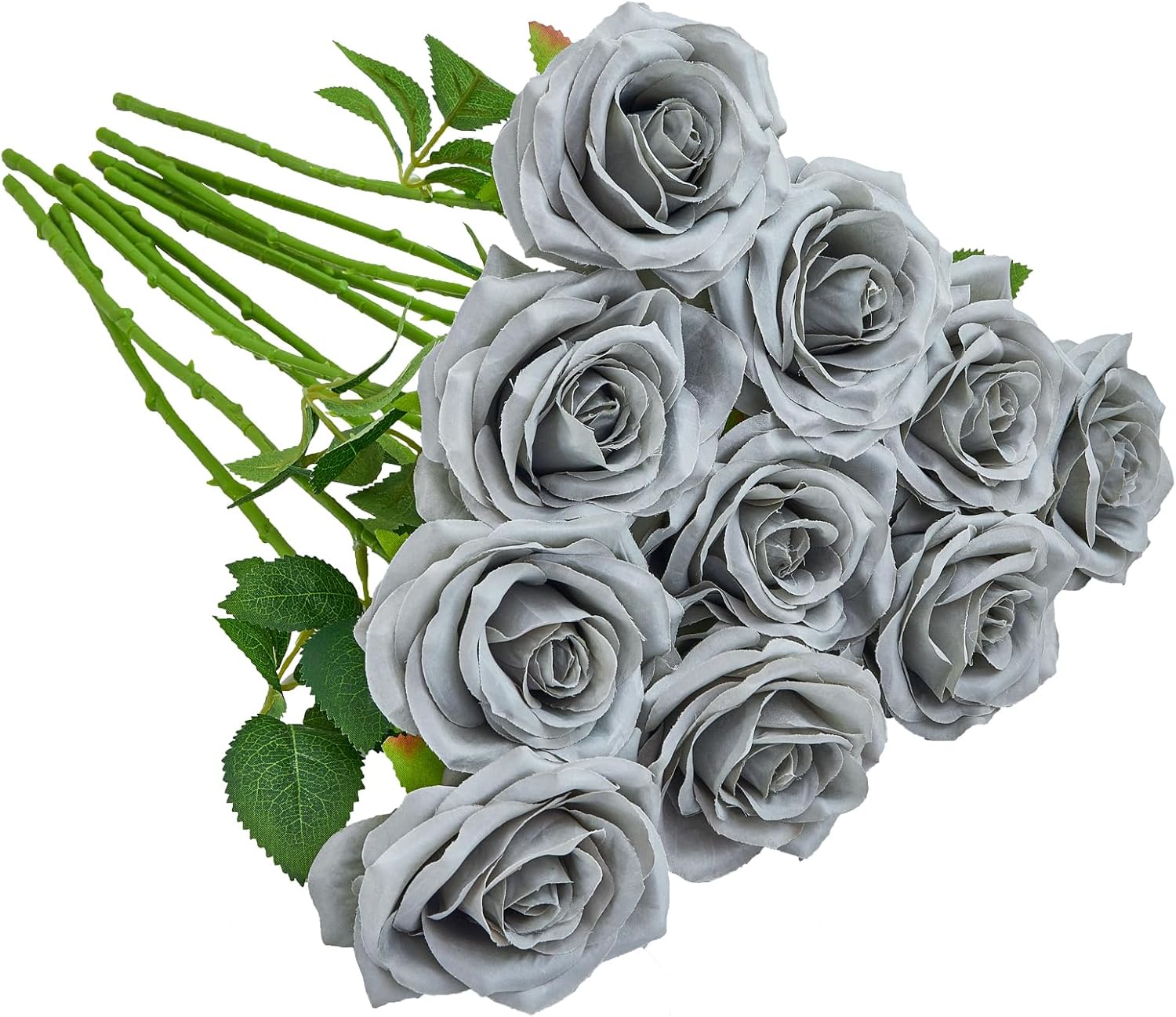 Amazon.com: IUKnot Artificial Rose 10pcs Open Flower Bouquet Faux Rose ...