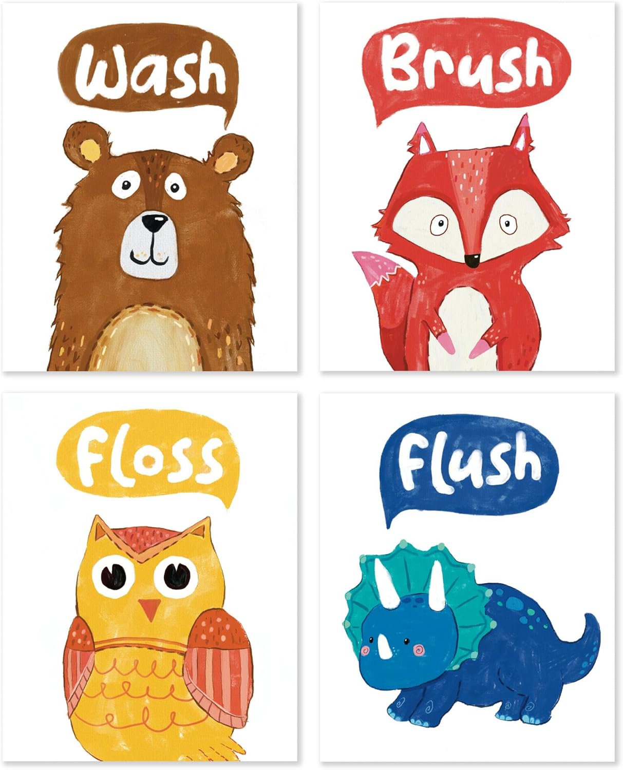 Amazon.com: Unframed Bathroom Wall Decor - Wash Brush Floss Flush ...