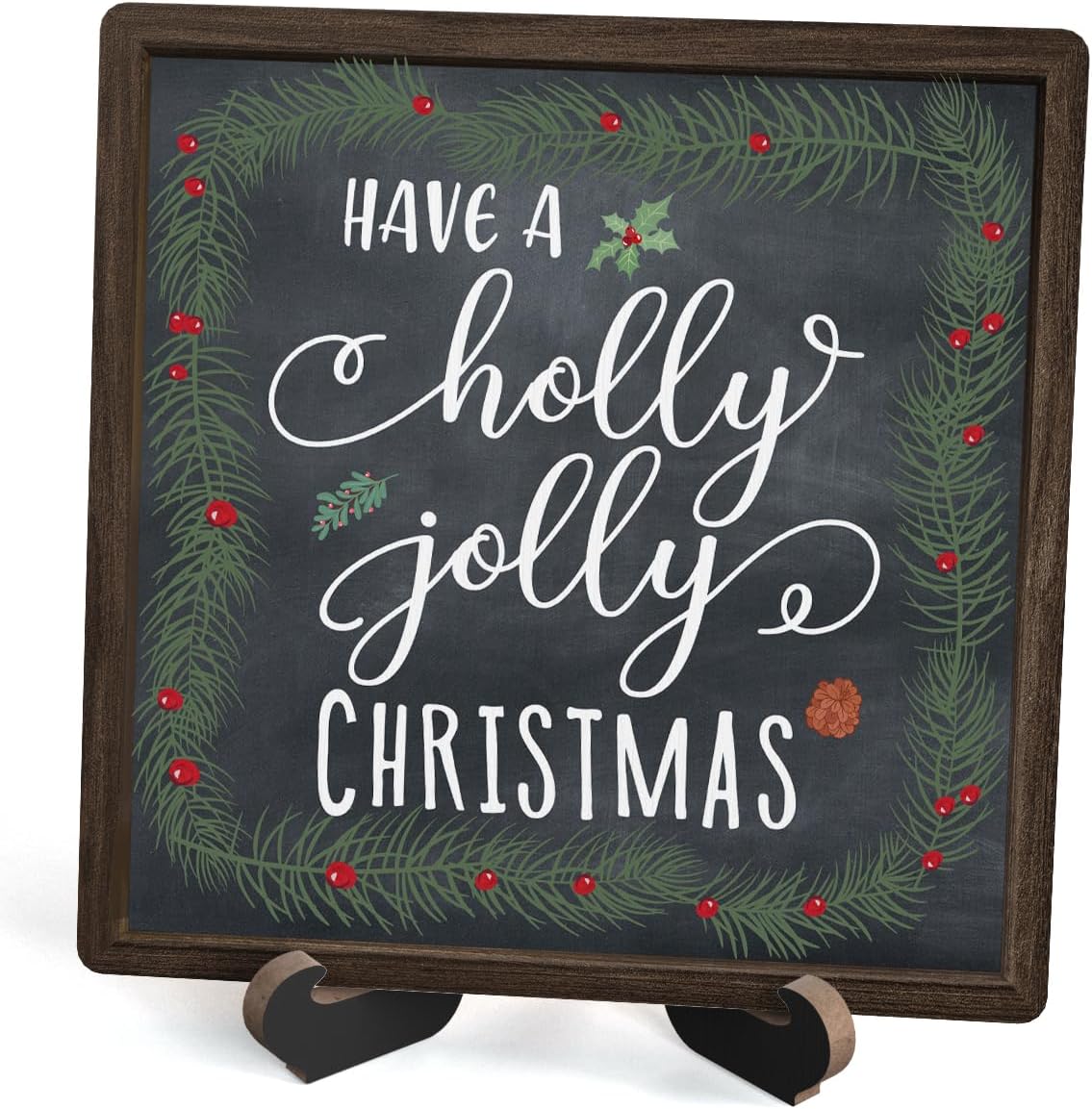 Amazon.com: Christmas Wood Plaque With Stand, Have A Holly Jolly ...