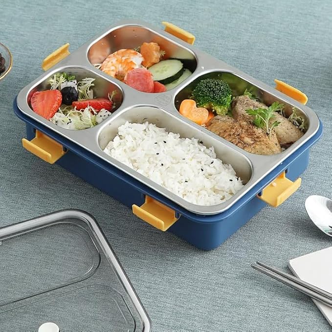 Buy AMBROSIAL STORE 3 Compartment Stainless Steel Insulated Lunch Boxes ...