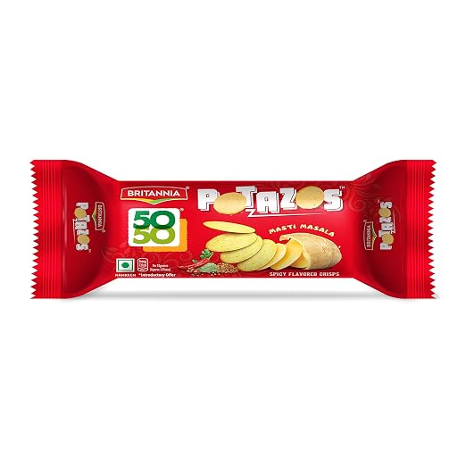 Britannia 50-50 Potazos Masti Masala Spicy Flavored Crisps, 100 grams ...
