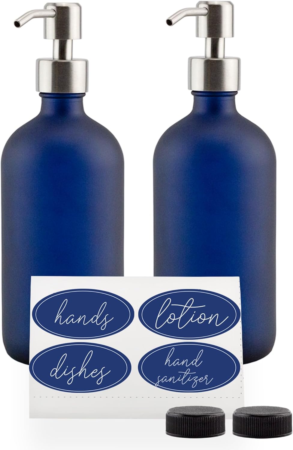 Cornucopia Brands Cornucopia 16oz Glass Pump Bottles (Set of 2, Blue w ...
