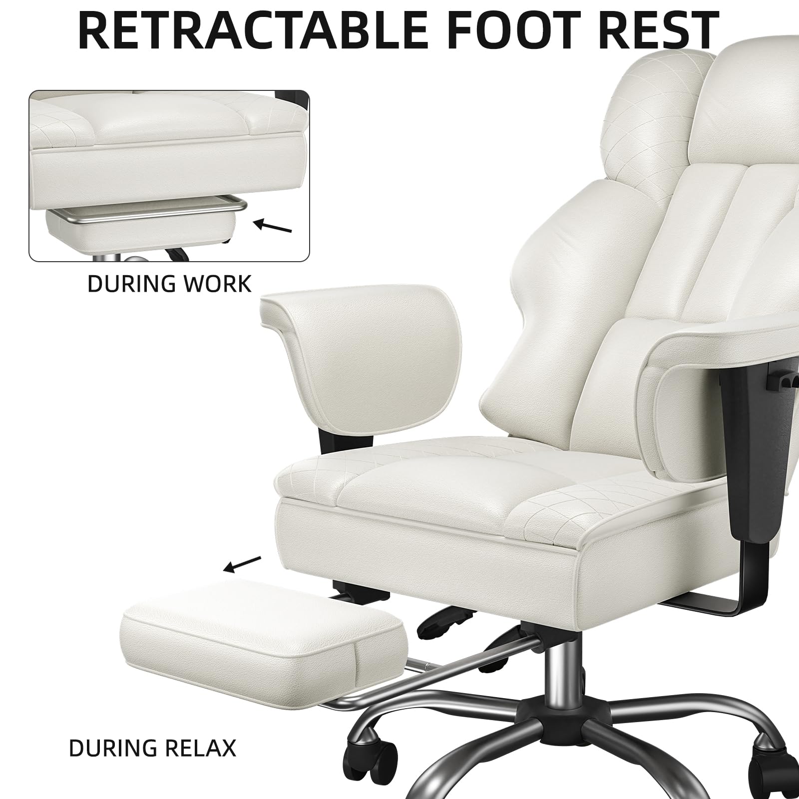 Tall Captains Chairs With Foot Rest HONEY JOY Beige Lazy Chair With