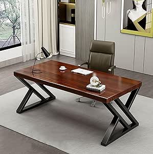 Amazon.co.jp: Desk, Game Desk, Modern Simple Solid Natural Wood Thick ...