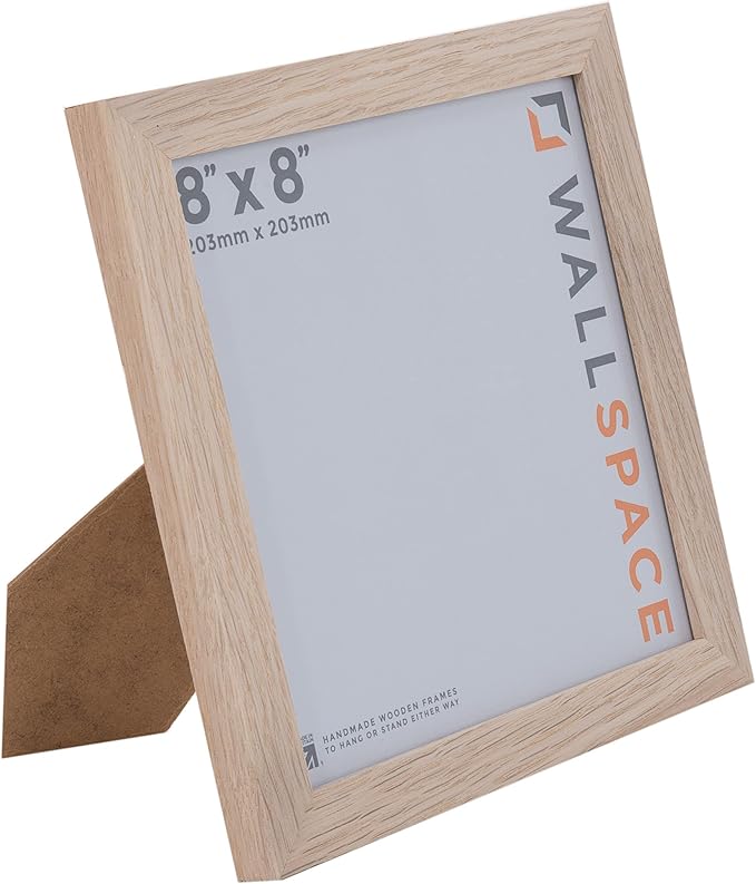 Wall Space 8x8 Oak Frame | Oak Square 8x8 Picture Frame | Real Solid ...