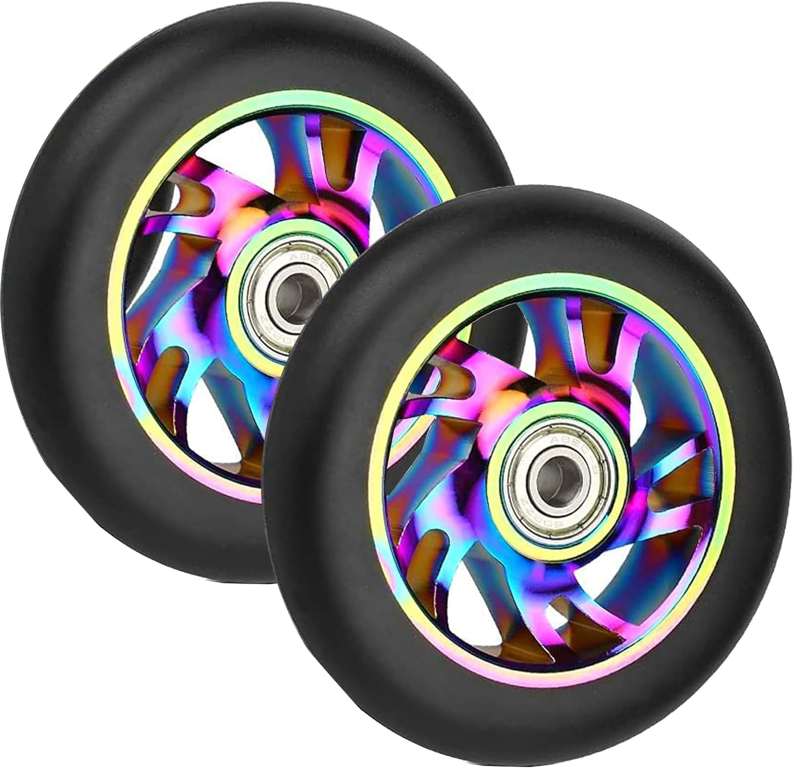 Team Dogz 1 x 100mm Neochrome Rainbow UFO Hollow Core Scooter Wheels ...