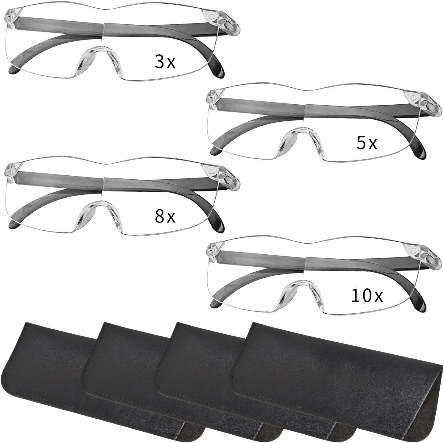 DUINIU 4 Paar Presbyopie-Lupen Und 4 Stück Spiegeltaschen, Anti ...