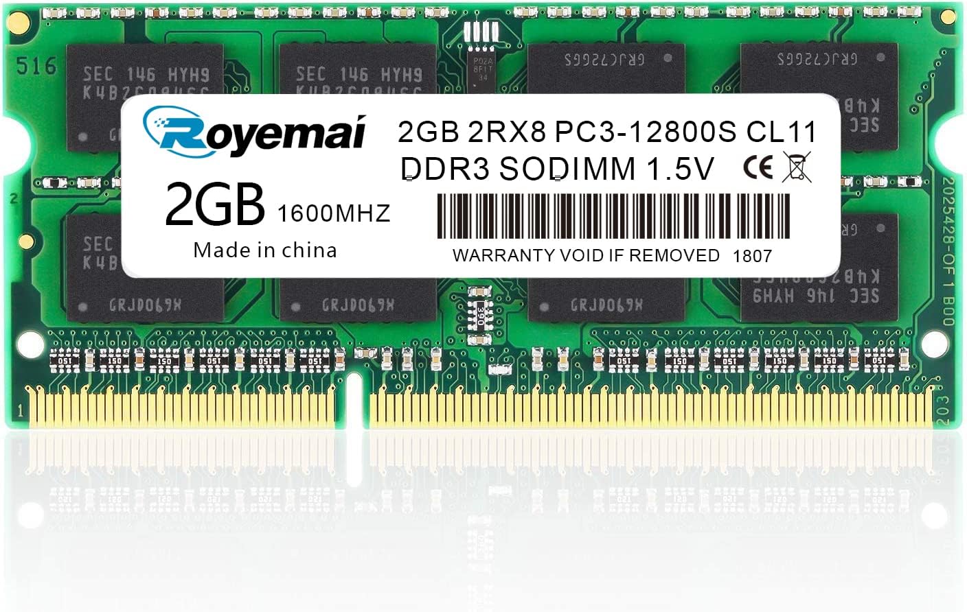 Amazon.com: D DUOMEIQI 2GB DDR3,2G DDR3 1600,ROYEMAI PC3-12800 RAM 2Rx8 PC3 12800S 1.5V CL11 204 ...