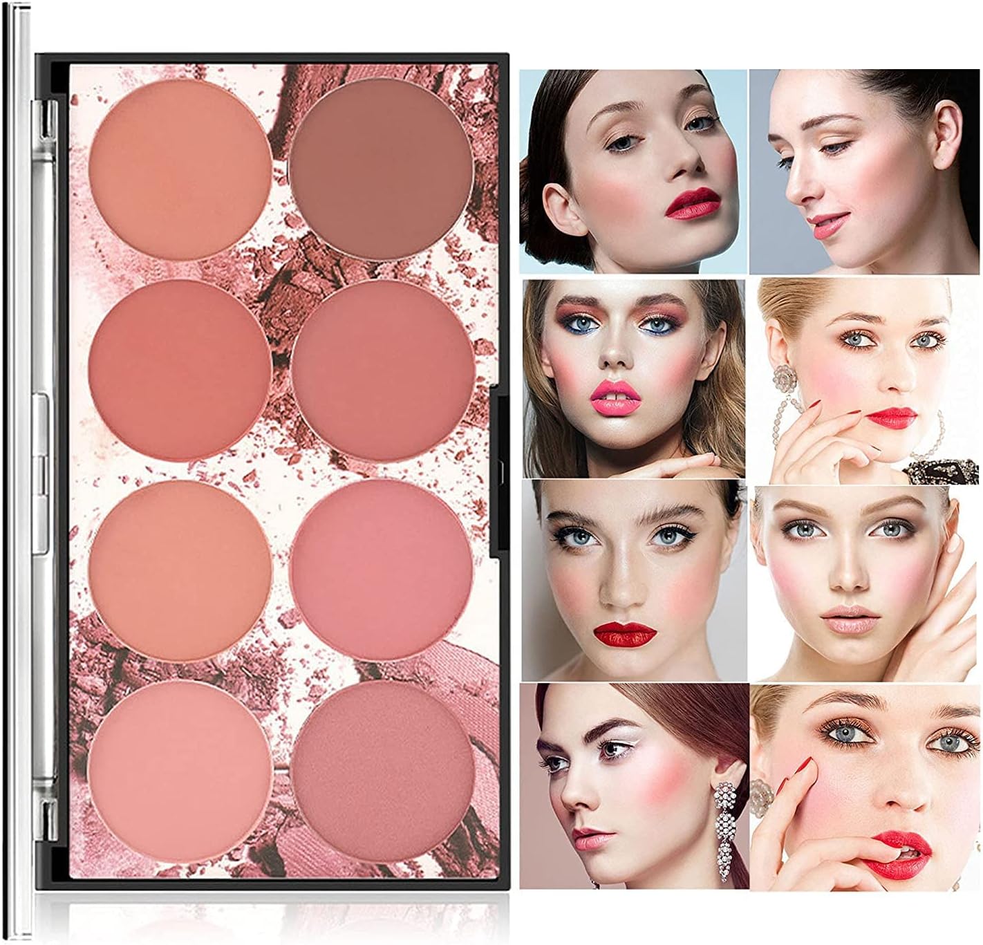 Beteligir Palette de fard à joues 8 couleurs, fard à joues minéral mat ...