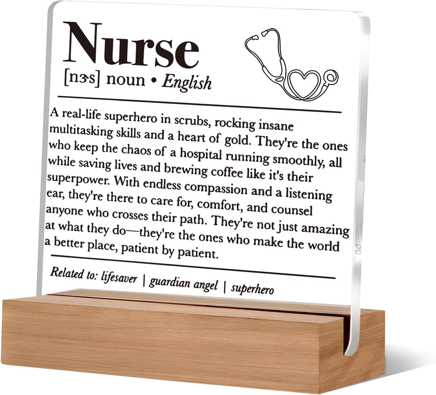 Amazon.com: Acrylic Nurse Plaque Sign, Amazing Desk Decor with Wood ...