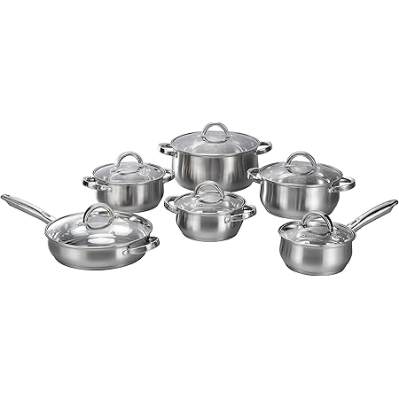 Amazon.com: 12-Piece Induction Ready Stainless Steel Cookware Sets with ...