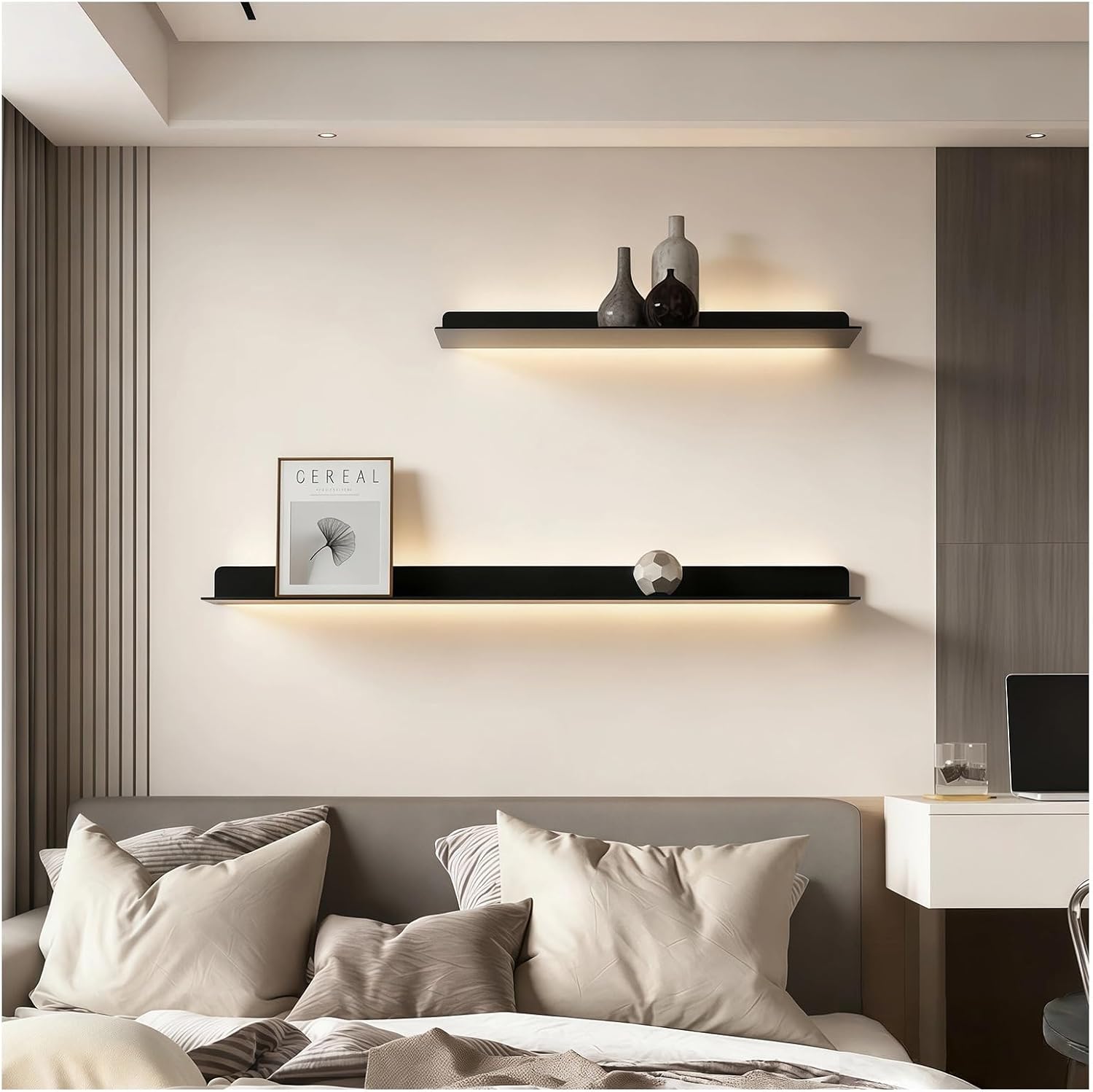 Amazon.com: Metal Wall Mounted Floating Shelves with LED light strips ...