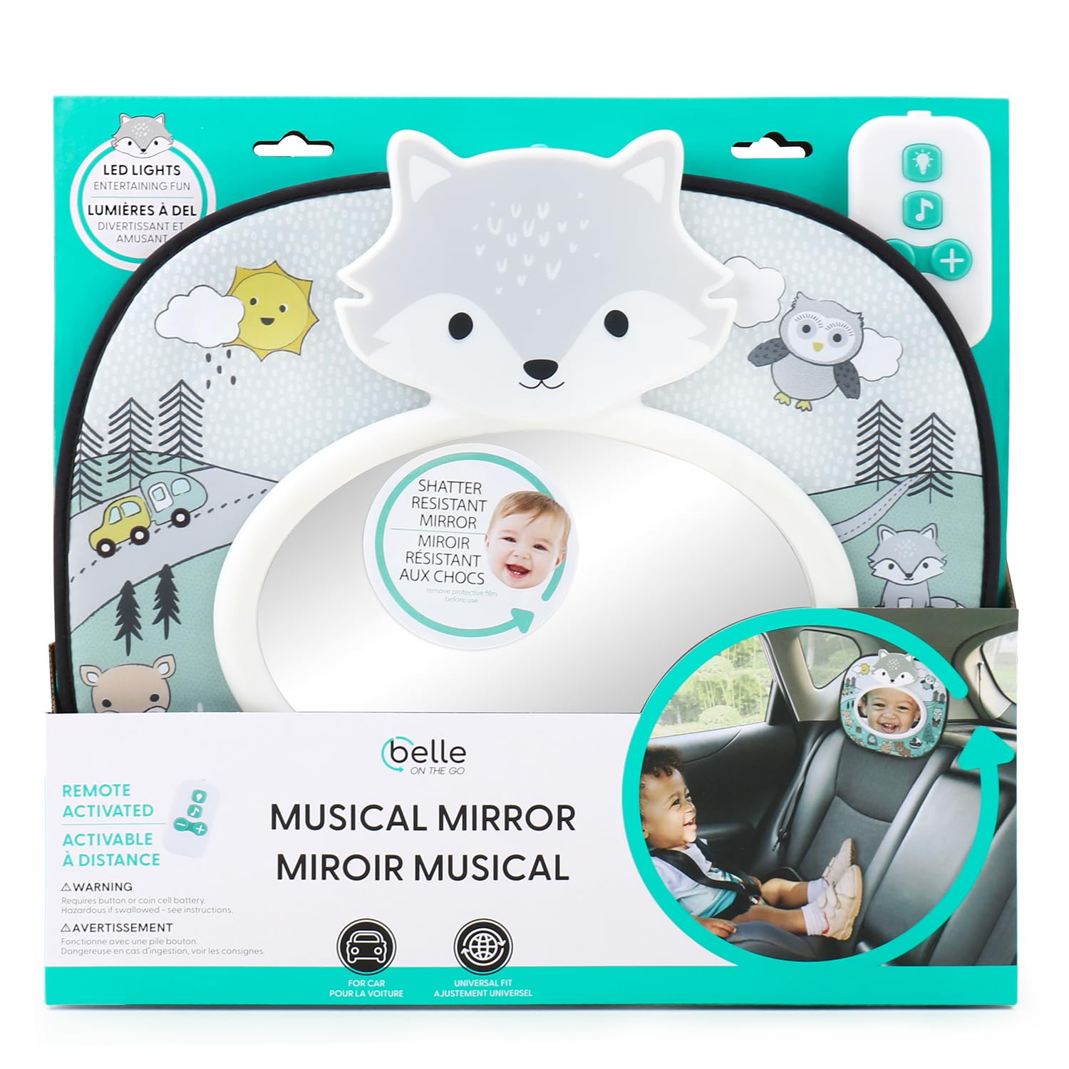 Amazon.com : Belle Woodland Baby Musical Car Mirror, Safety Car Seat ...