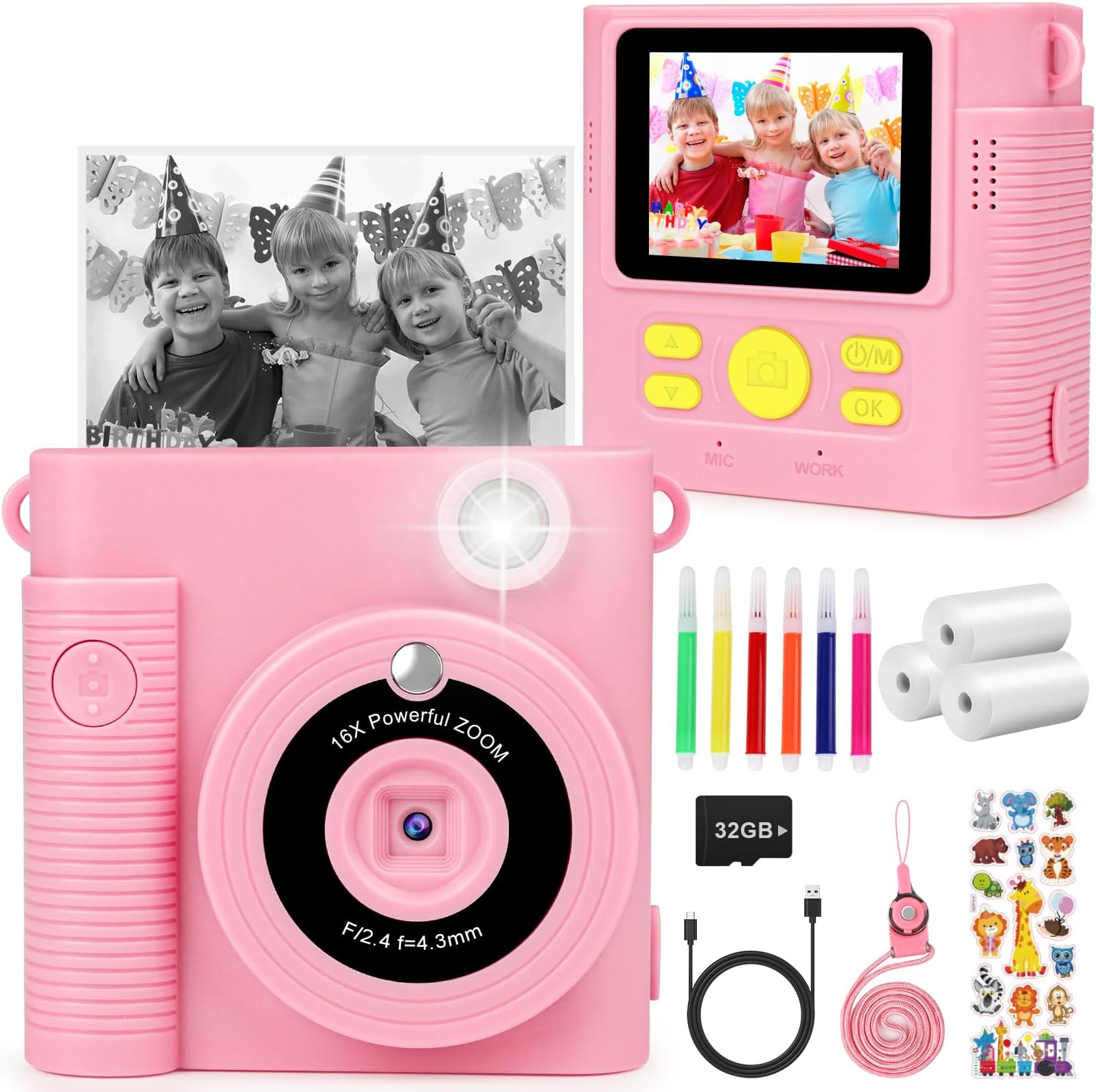 Kids Camera Instant Print, Camera for Kids Digital Camera for Boy Girls ...
