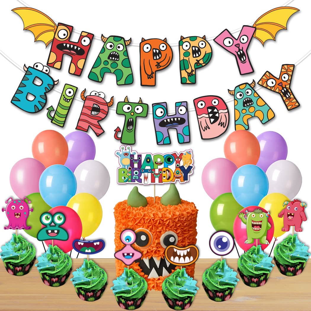 Buy Festiko®35 Pcs Monster Birthday Party Decorations,Happy Birthday ...
