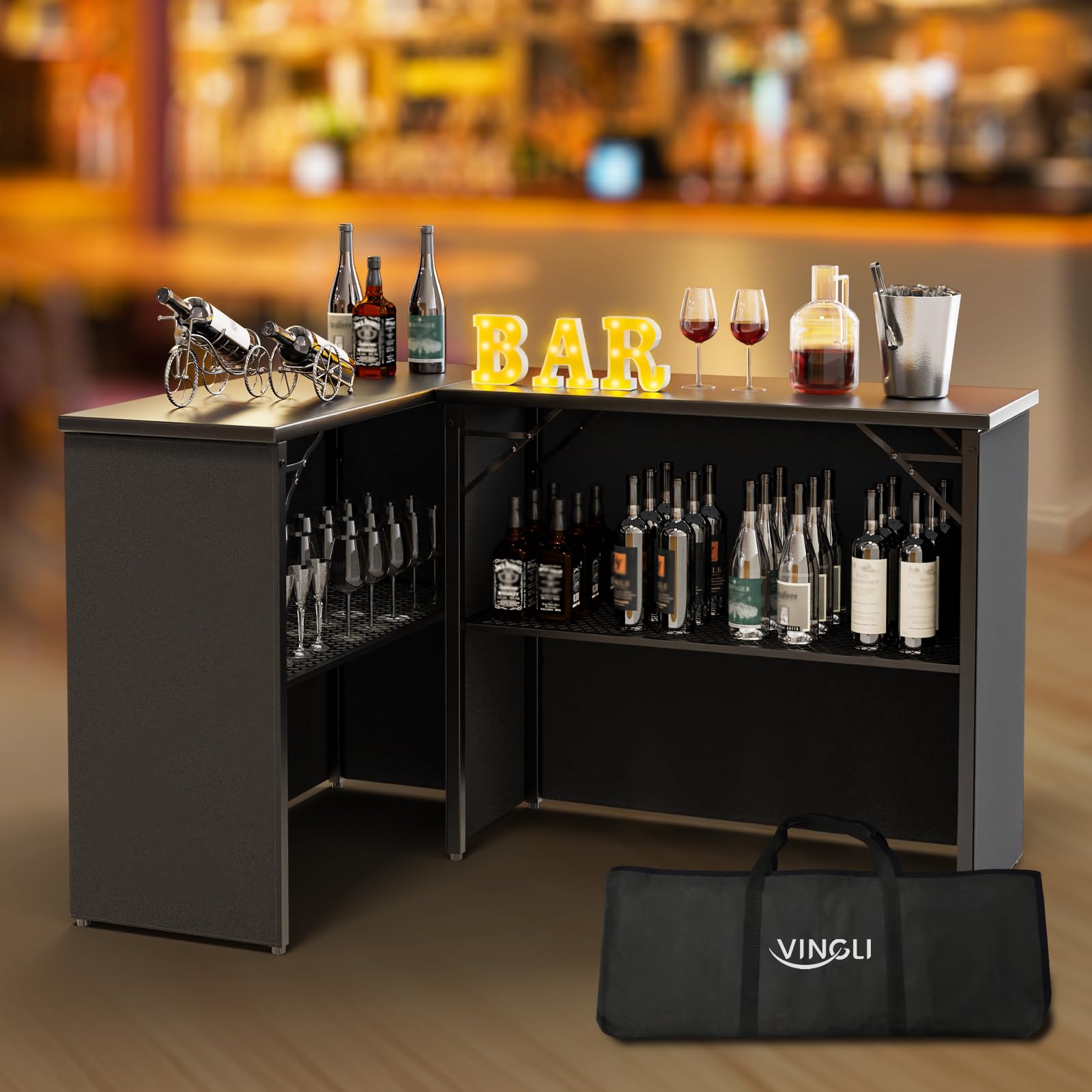 Amazon.com: VINGLI 45" Commercial Portable Bar Table for Events, Mobile ...