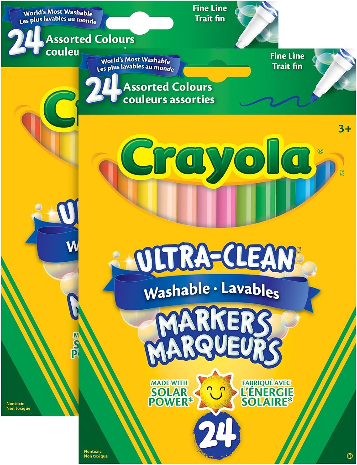 2pk Bundle of 24 Washable Fine Line, Colouring Pens & Markers - Amazon ...